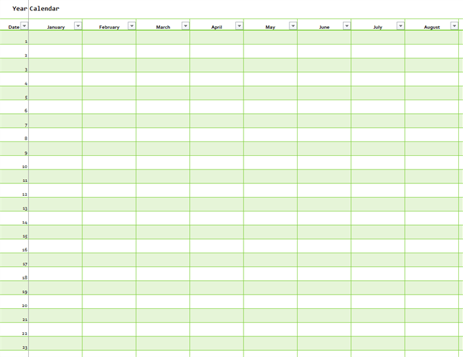 Calendario para cualquier año formato vertical